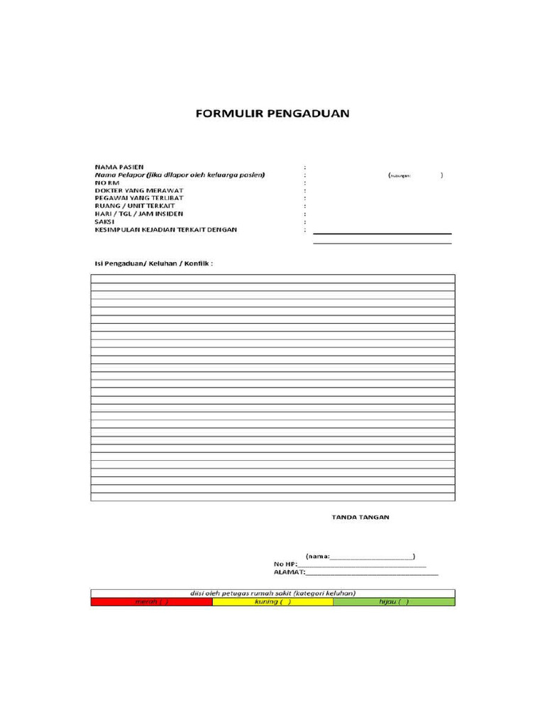 Contoh Form Pengaduan | PDF