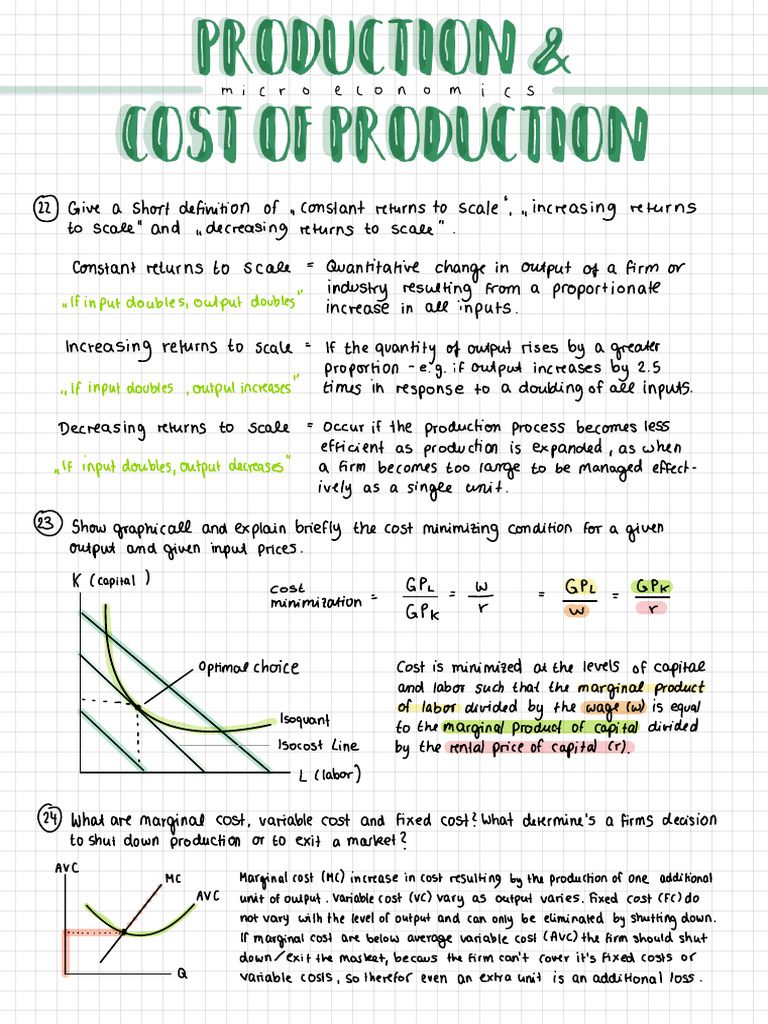Microeconomics: Costs and Returns Explained | PDF | Perfect Competition ...