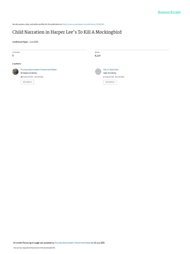 Child Narrationin Harper Lees To Killa Mockingbird | PDF | Narration ...