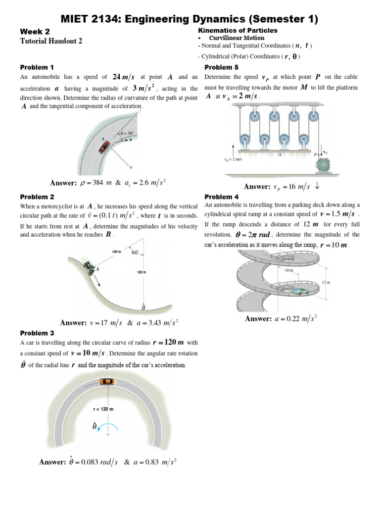MIET 2134 Tutorial Week 2 | PDF | Acceleration | Physical Quantities