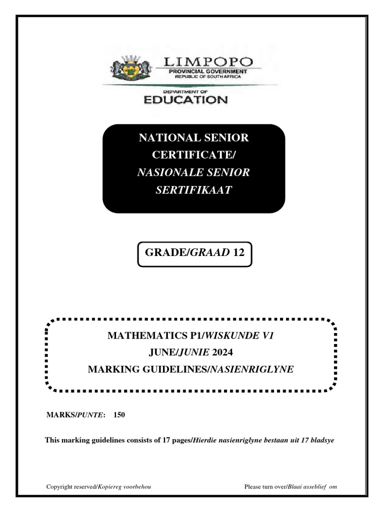 Mathematics P1 202406 Memorandum - 240524 - 125648 | PDF