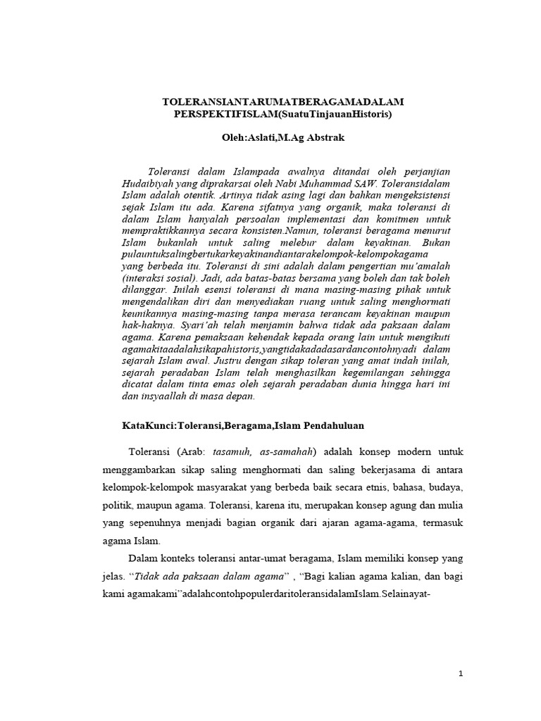 Toleransi Beragama dalam Islam | PDF