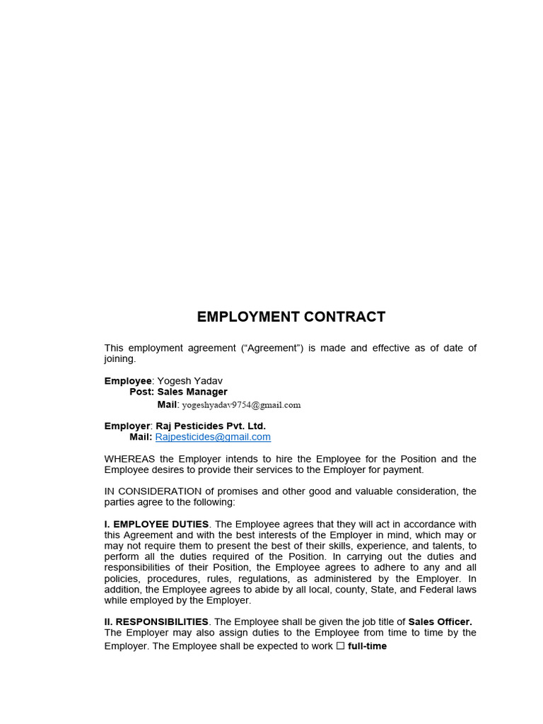 EMPLOYMENT CONTRACT-22 | PDF | Employment | Private Law