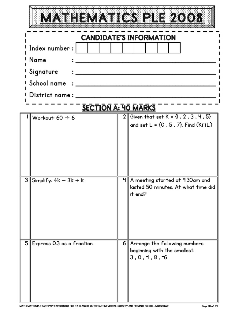 Ple MTC 2008 | PDF | Area | Mathematics