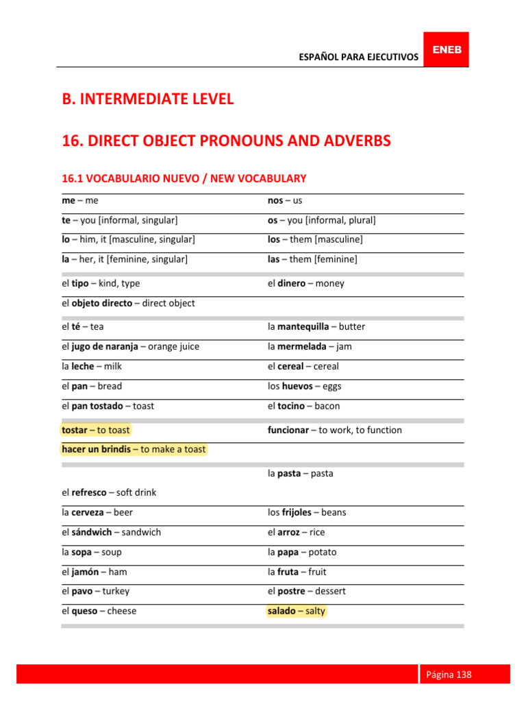 Spanish For Business Intermediate Level | PDF