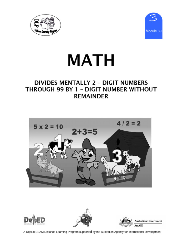Math 3 DLP 39 - Digit Numbers Through 99 by 1 - Digit Number Without Remainder | PDF | Division ...