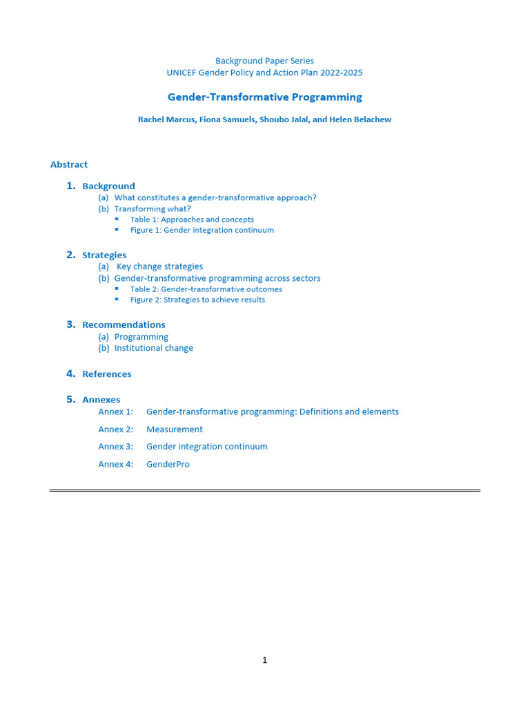 UNICEF Gender Transformative Programming | PDF | Gender | Gender Studies