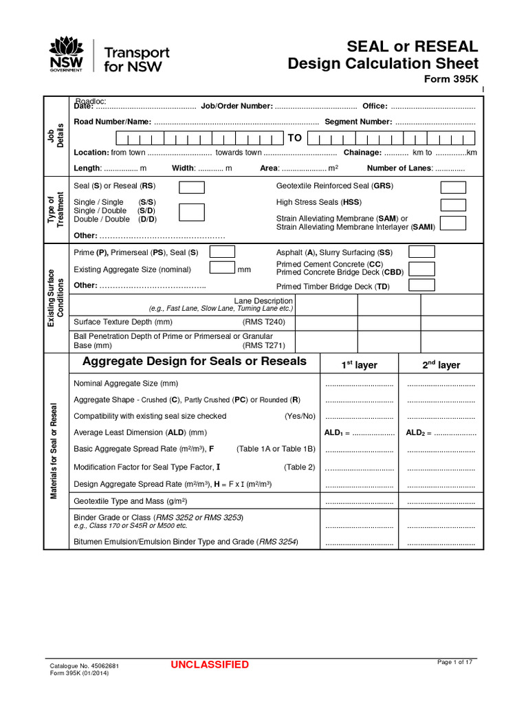 Seal and Reseal Design Calculation Sheet | PDF | Road Surface | Traffic