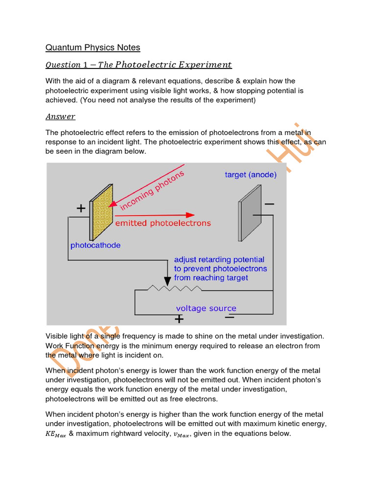 Quantum Physics Notes by MR Goh You Hui | PDF | Photoelectric Effect ...