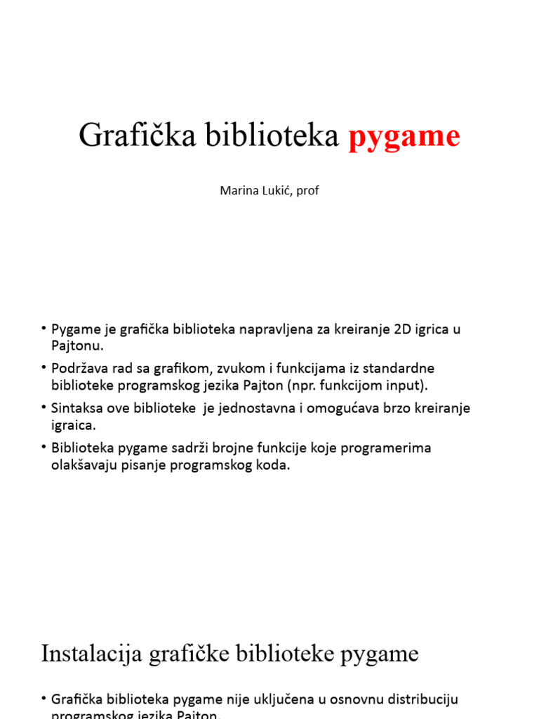 Graficka Biblioteka Pygame | PDF