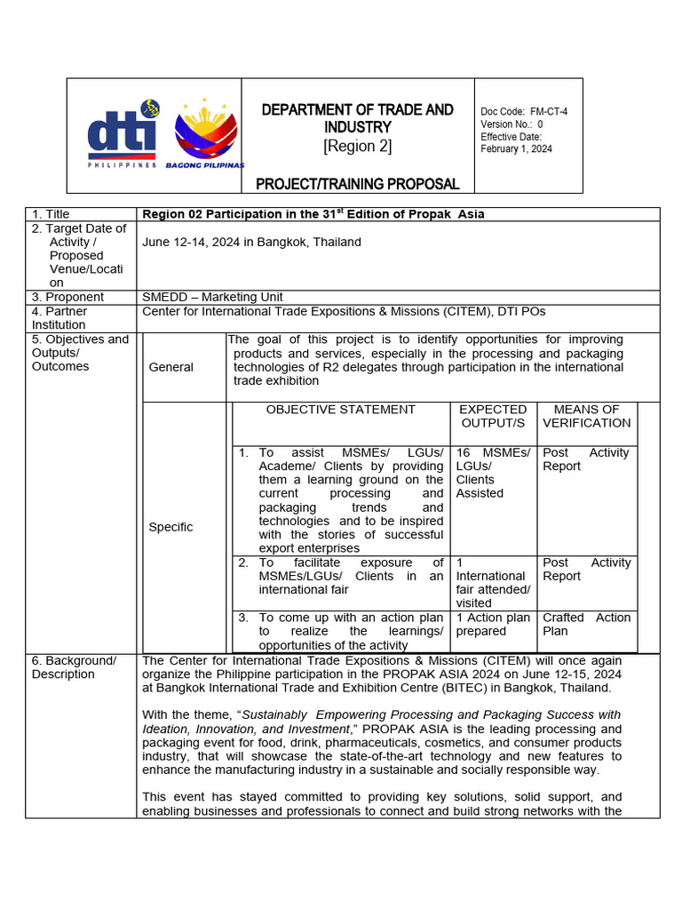 Project Proposal - Propak Asia | Download Free PDF | Packaging And Labeling | Innovation