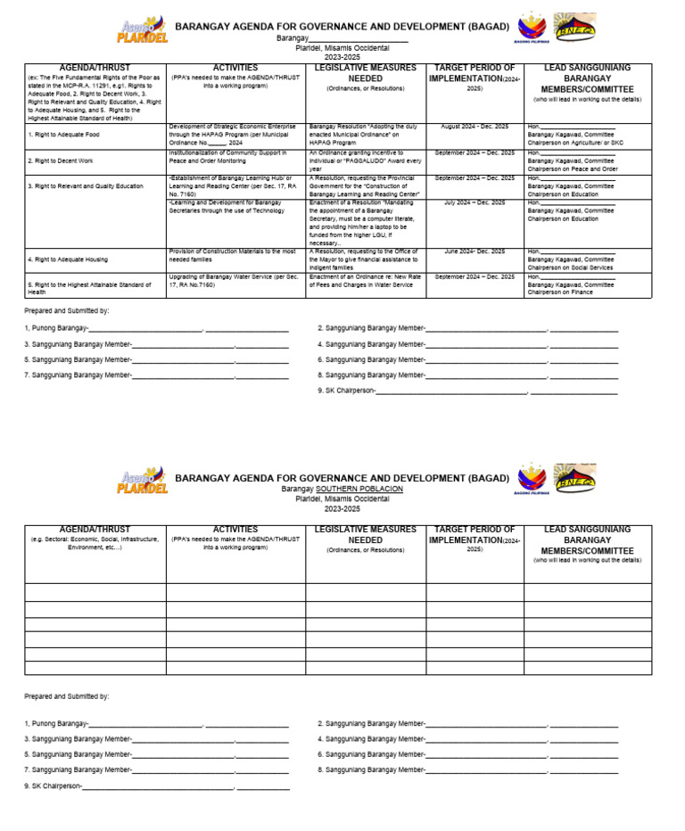 BAGAD Template 2023-2025 (Filled-Up) | PDF | Economies