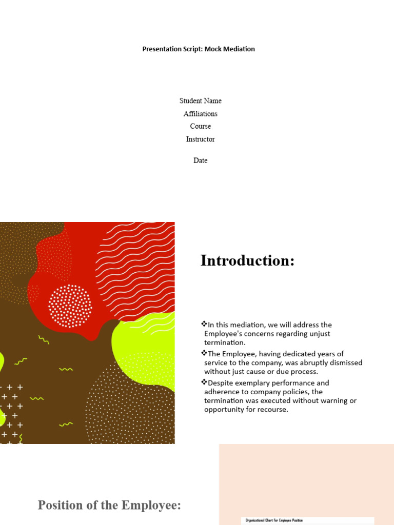 Presentation Script | PDF | Employment | Mediation