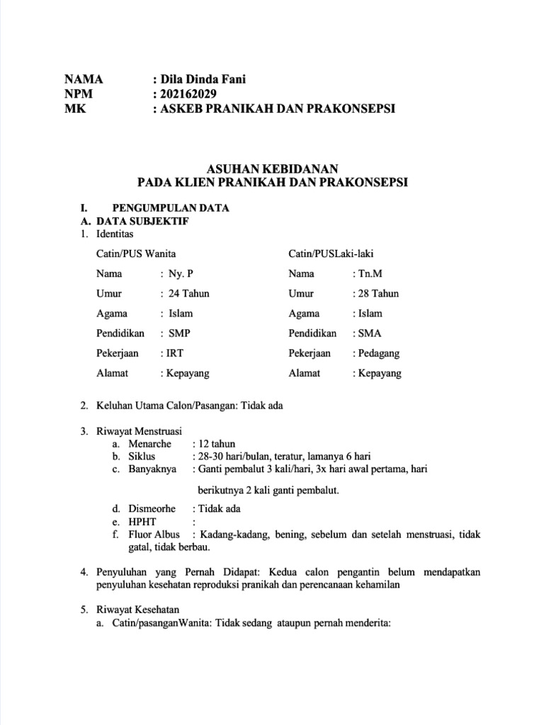 Pranikah dan Prakonsepsi dalam Askeb | PDF