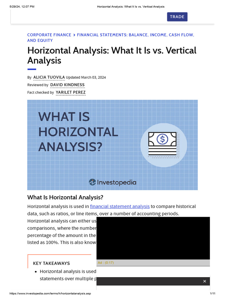 Horizontal Analysis - What It Is vs. Vertical Analysis | PDF ...