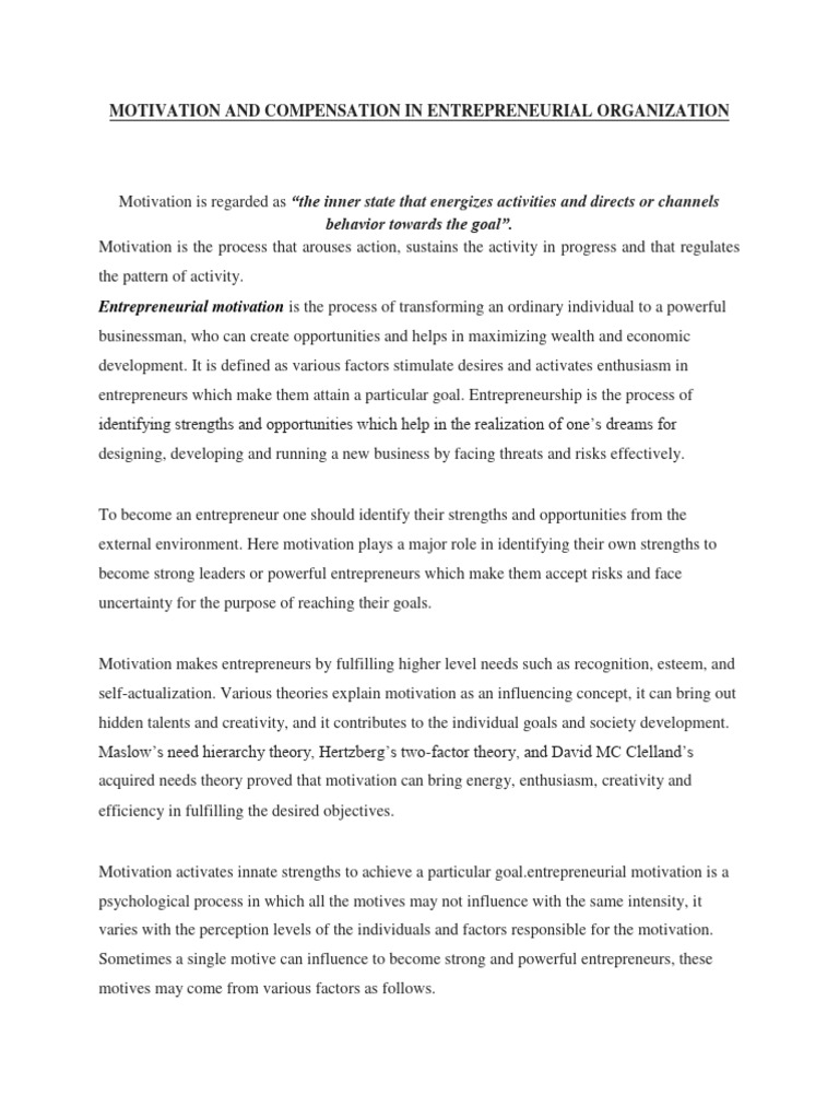 Motivation Compensation Entr. | PDF | Motivation | Motivational