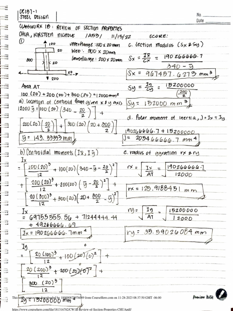 CW1B Review of Section Properties CHUA | PDF