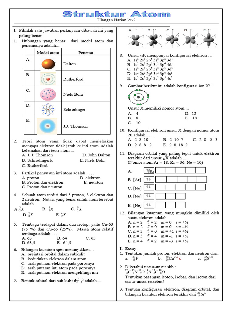 Soal Uh 2 Struktur Atom | PDF