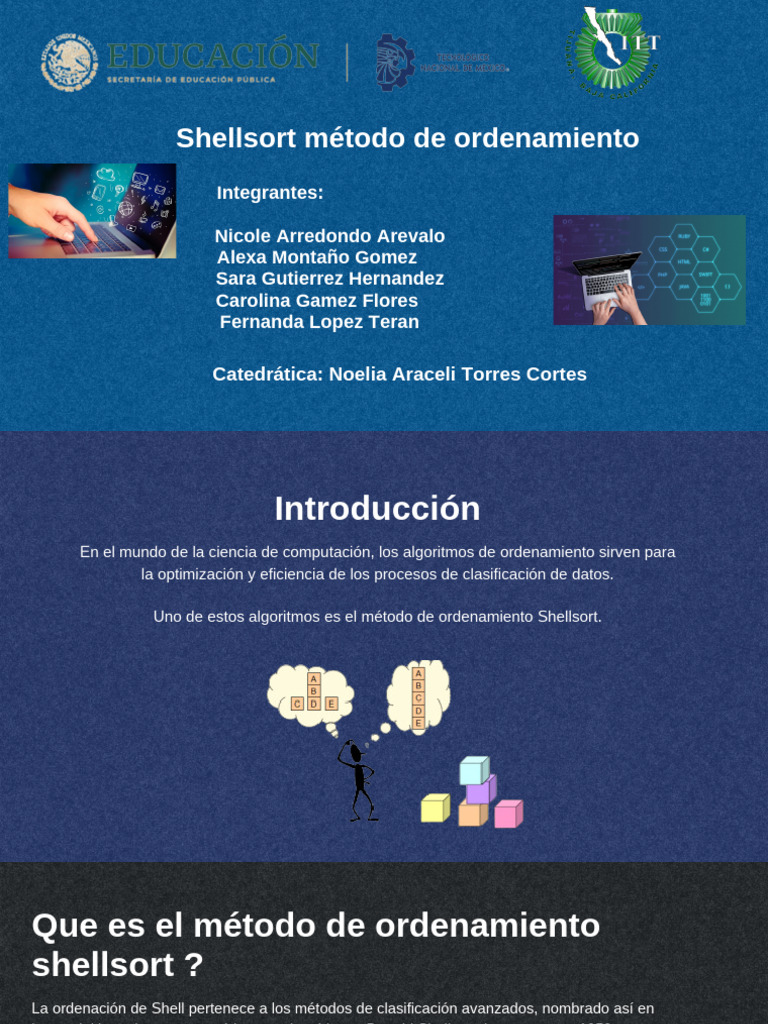 Presentación Shellsort | PDF | Informática teórica | Ingeniería de software