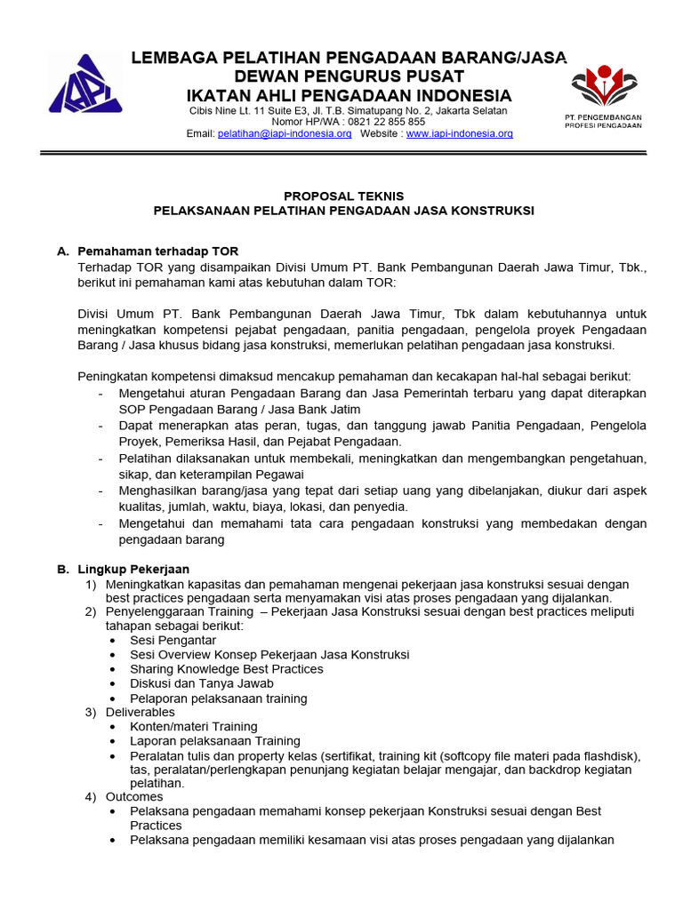 Proposal Teknis IAPI - Bank Jatim | PDF | Bisnis