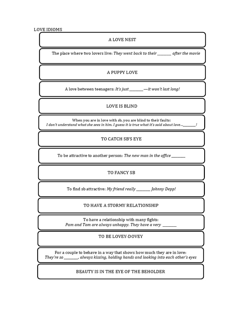 Love Idioms Match | PDF