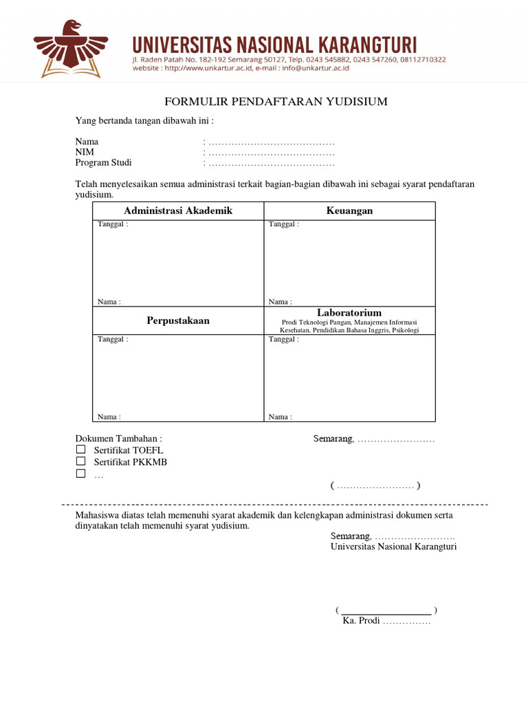 Formulir Pendaftaran Yudisium Pdf