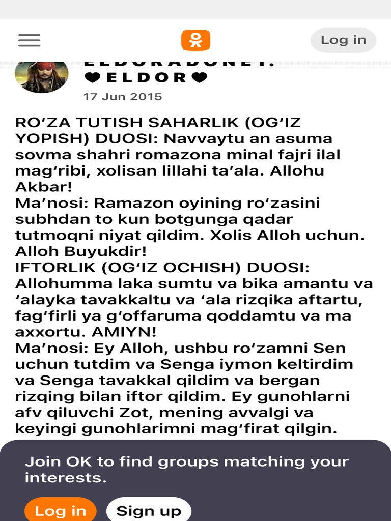 Za Tutish Saharlik (Og Iz Yopish) Duosi | PDF