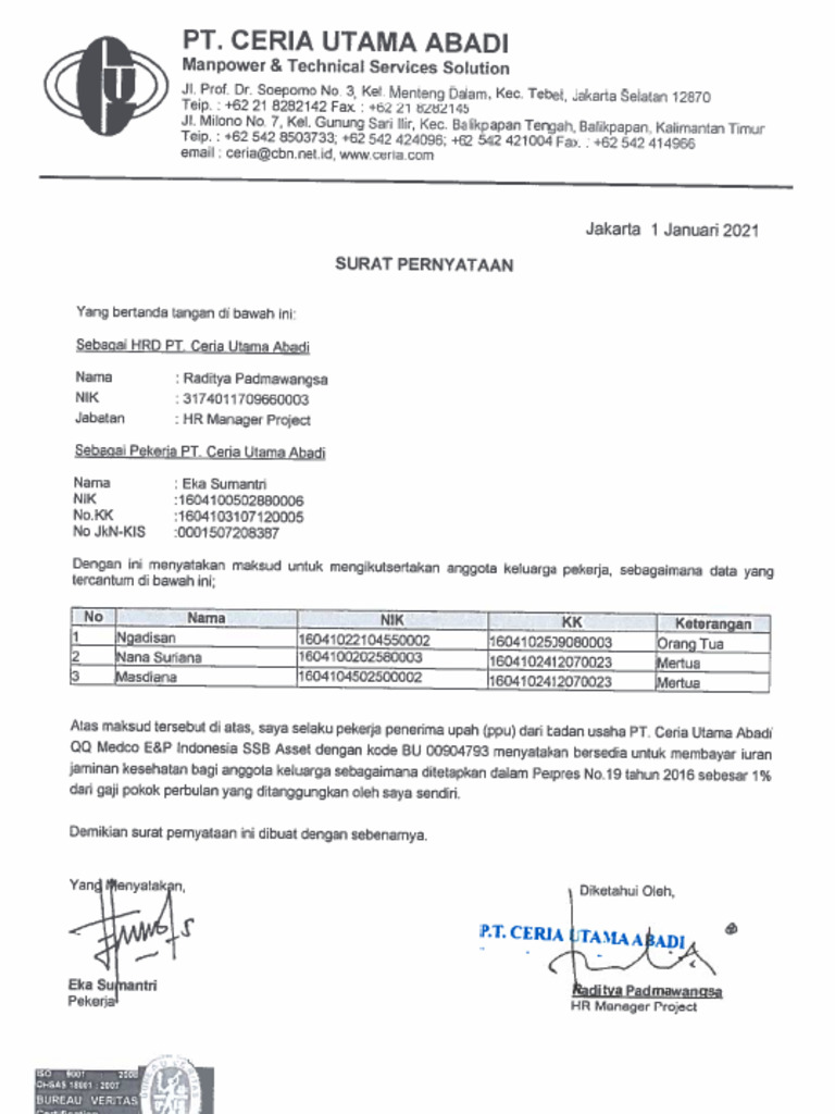 Surat Peryantaan Eka Sumantri | PDF