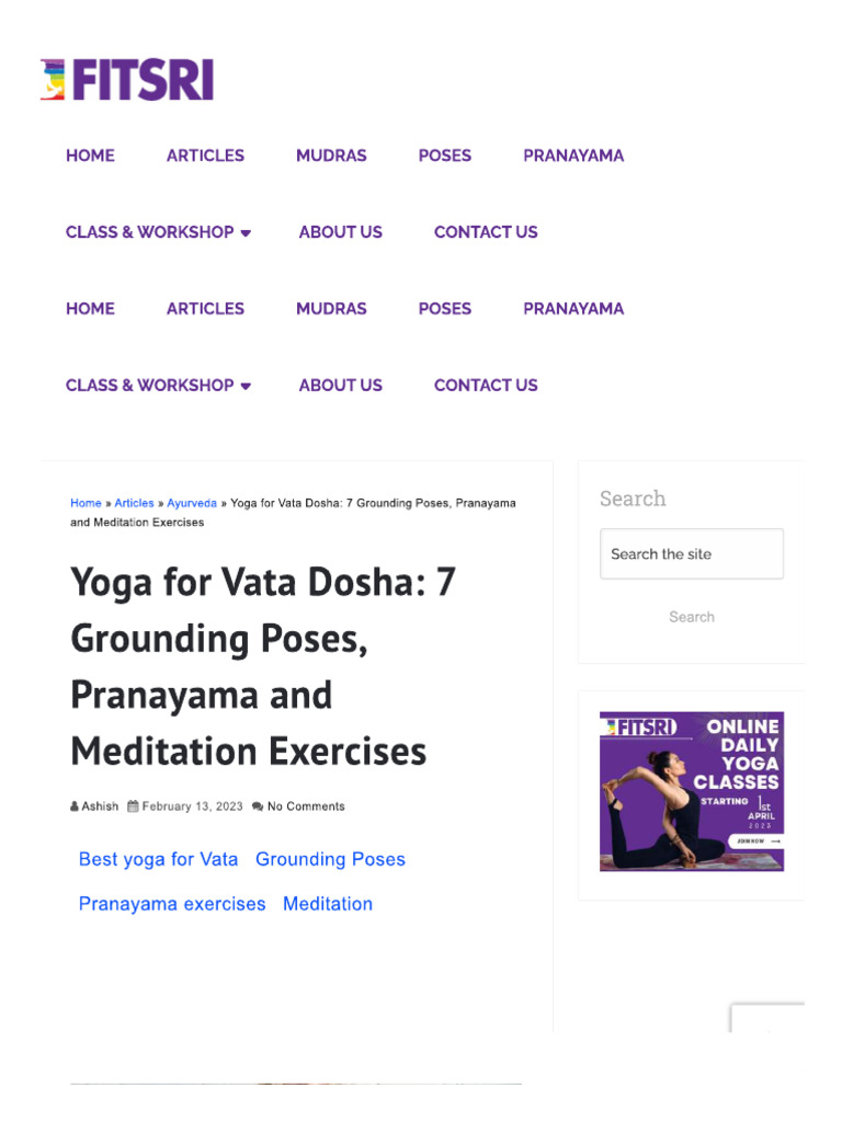 Yoga For Vata Dosha | PDF