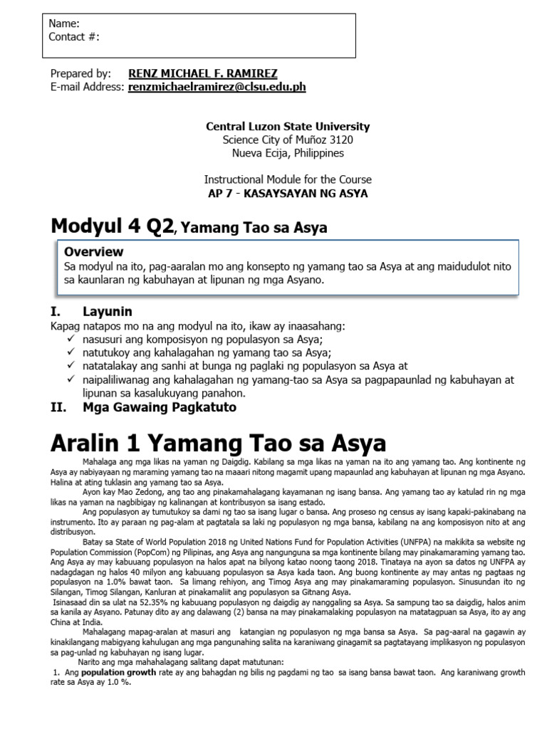 AP7 Week 13 14 Module 4 Quarter 2 | PDF