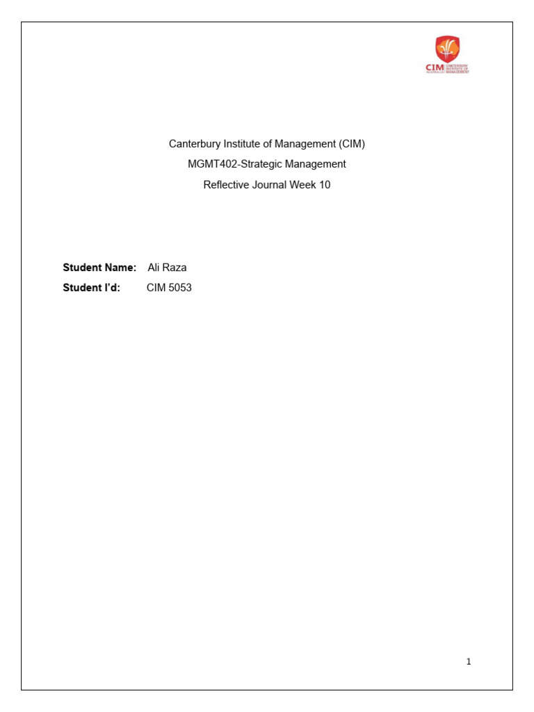 Ali MGMT402-Strategic Management Week 10 | PDF | General Services Administration | Market ...