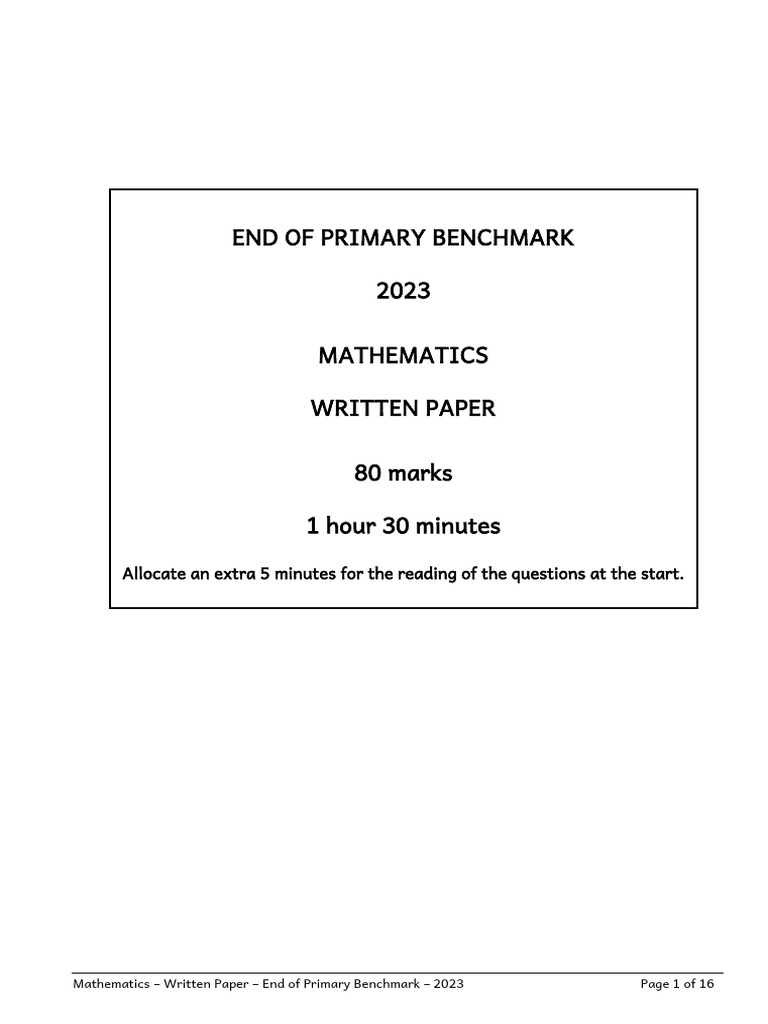 BM 2023 - Mathematics - Written Paper - Session 1 | PDF