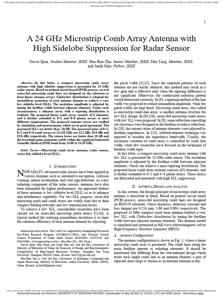 Microstrip Comb Array | Download Free PDF | Antenna (Radio) | Electricity