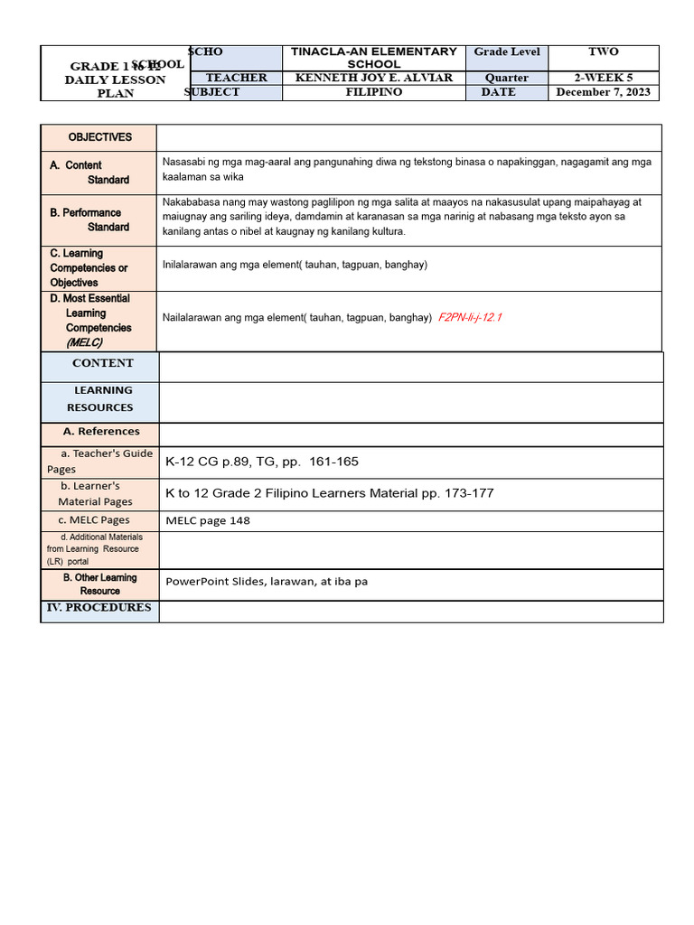 2nd Quarter Co DLP Filipino | PDF