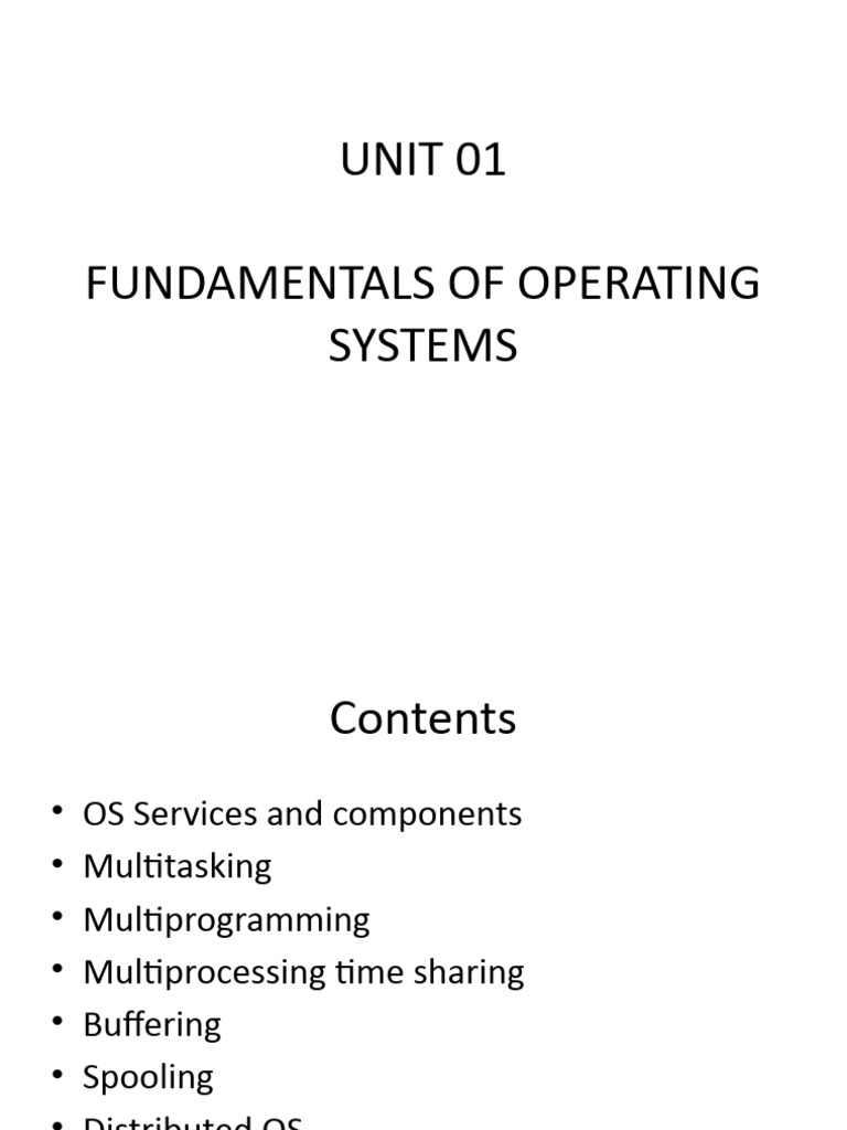 Unit 01 Pdf Operating System Computer Data Storage 7246