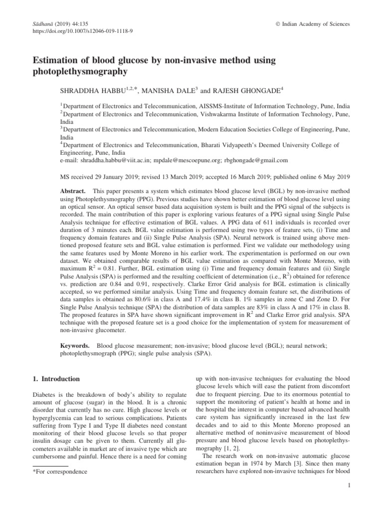 Estimation of Blood Glucose by Non Invas | PDF | Infrared | Artificial Neural Network