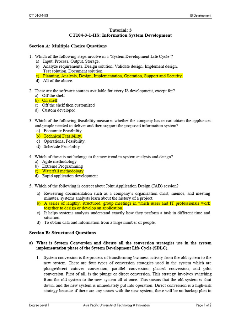 03 Tutorial 3 IS Development | PDF | Software Development Process | System