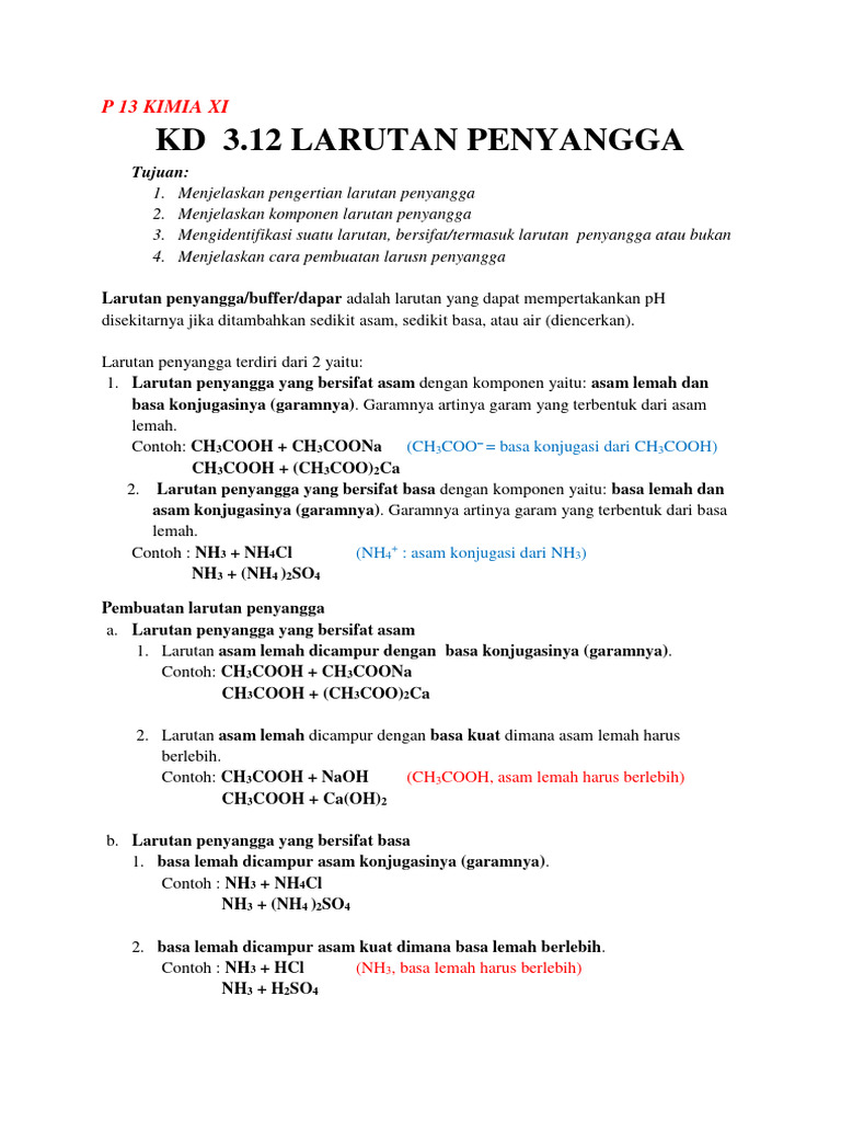 P13 KD 3.12 Larutan Penyangga | PDF