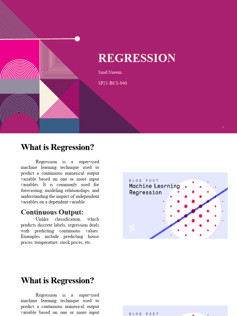 Supervised Learning Regression | PDF | Linear Regression | Dependent And Independent Variables