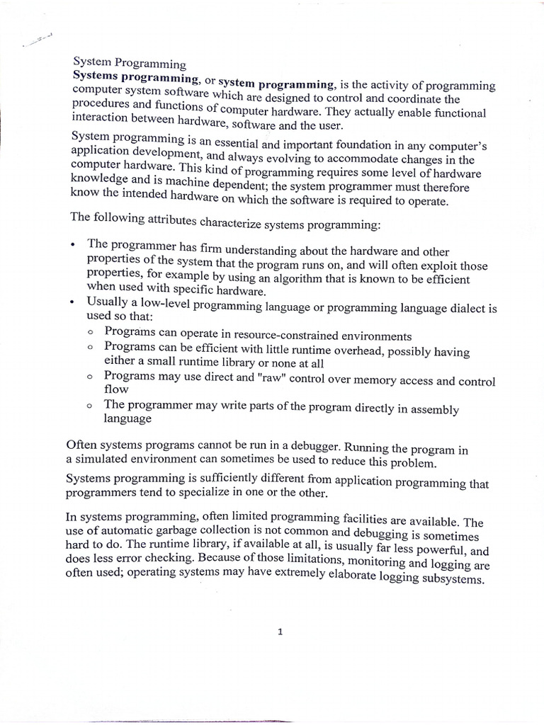 System Programming Com 212 Complete Handout | PDF