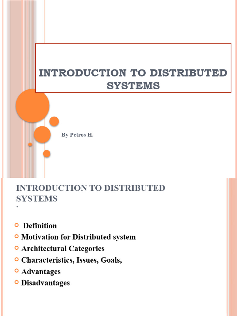 Introduction To Distributed Systems: by Petros H | PDF | Computer Network | Databases
