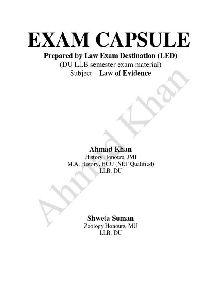 Exam Capsule LED Evidence Complete | PDF | Confession (Law) | Evidence ...