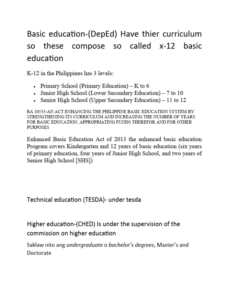Overview of K-12 Education in the Philippines | PDF | Social Science ...