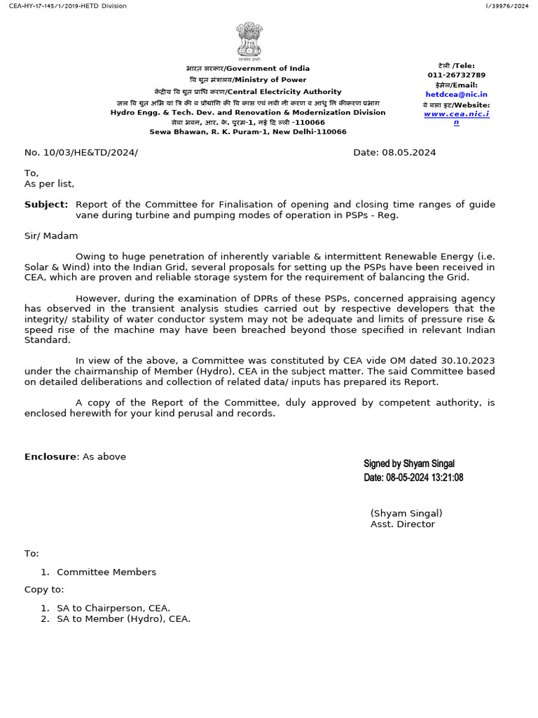 CEA Letter | PDF | Electrical Engineering | Power (Physics)