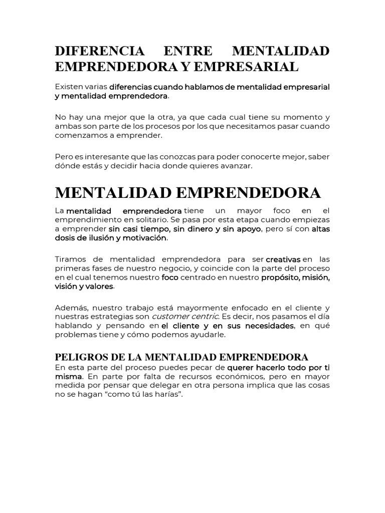 Mentalidad Emprendedora vs Empresarial | PDF | Iniciativa empresarial | Business