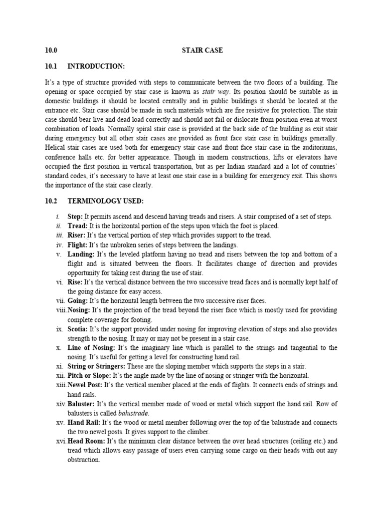 Types and Terminology of Staircases | PDF | Stairs | Architectural Elements