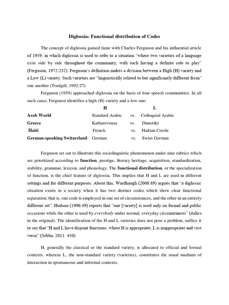 Diglossia vs. Bilingualism | PDF | Multilingualism | Linguistics