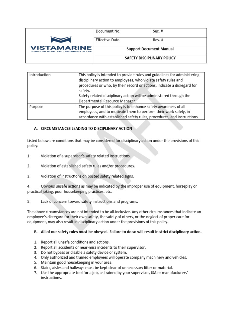 Safety Disciplinary Policy | PDF | Safety | Disciplines