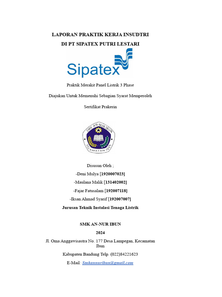 Laporan Praktik Kerja Insudtri Sipatex Putri Lestari | PDF | Karier ...