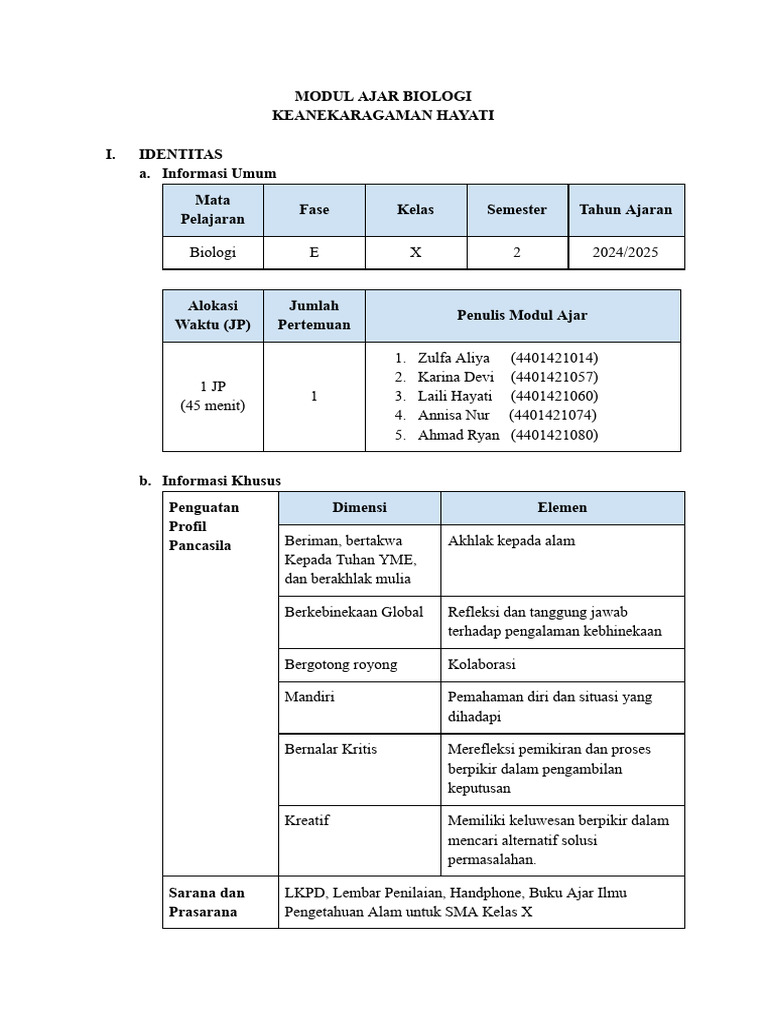 Kelompok 2 - RPP - MODUL AJAR EDUWISATA | PDF | Sains & Matematika